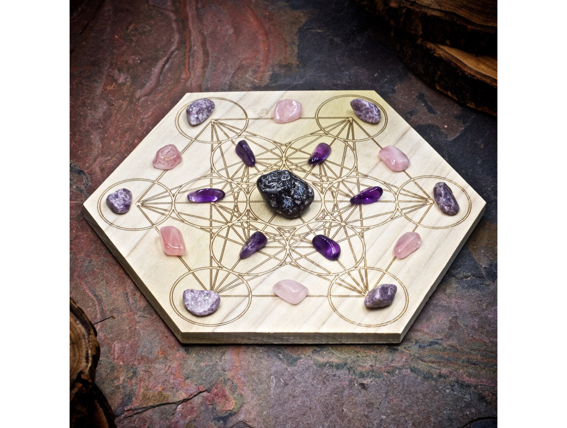 Dissolve Grief Mini Crystal Grid Set Sacred Geometry Crystal - Etsy