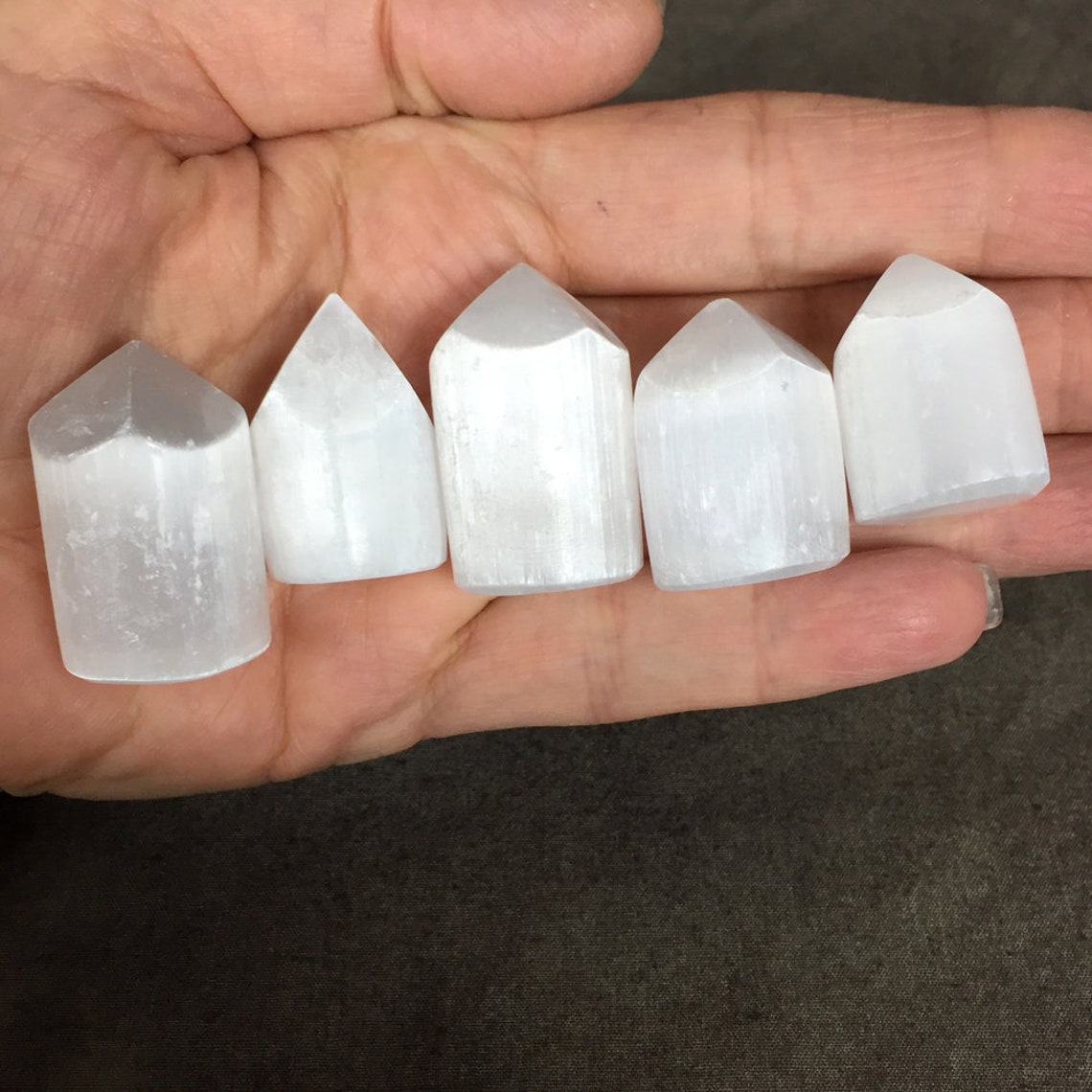 Polished Selenite Center Points for Grids | Mini Selenite Generator ...
