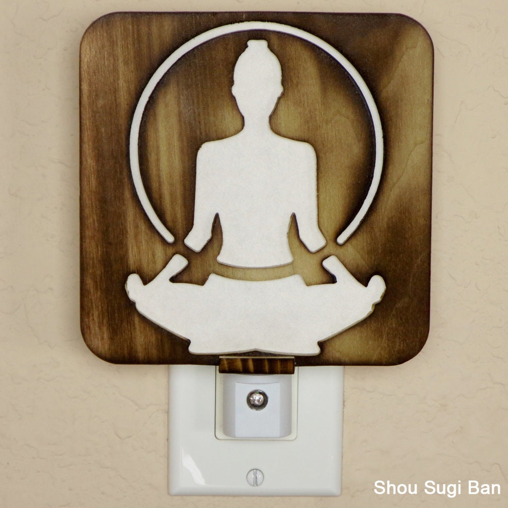 Meditation Figure Wood Night Light - Handmade Decorative Night Light ...