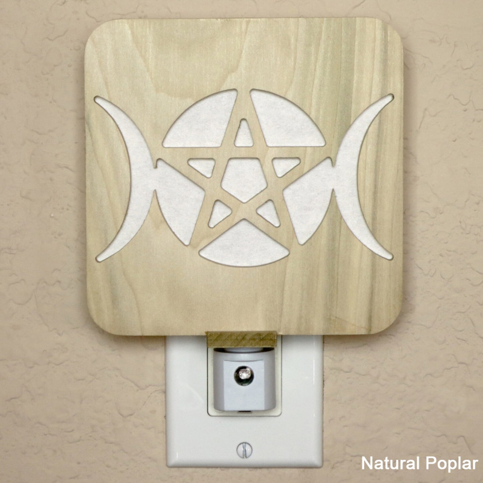 Wiccan Triple Moon Wood Night Light Handmade Decorative - Etsy