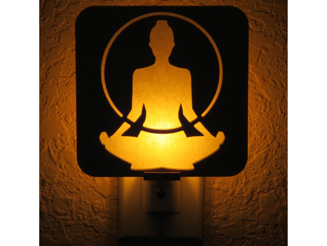 Meditation Figure Wood Night Light - Handmade Decorative Night Light ...