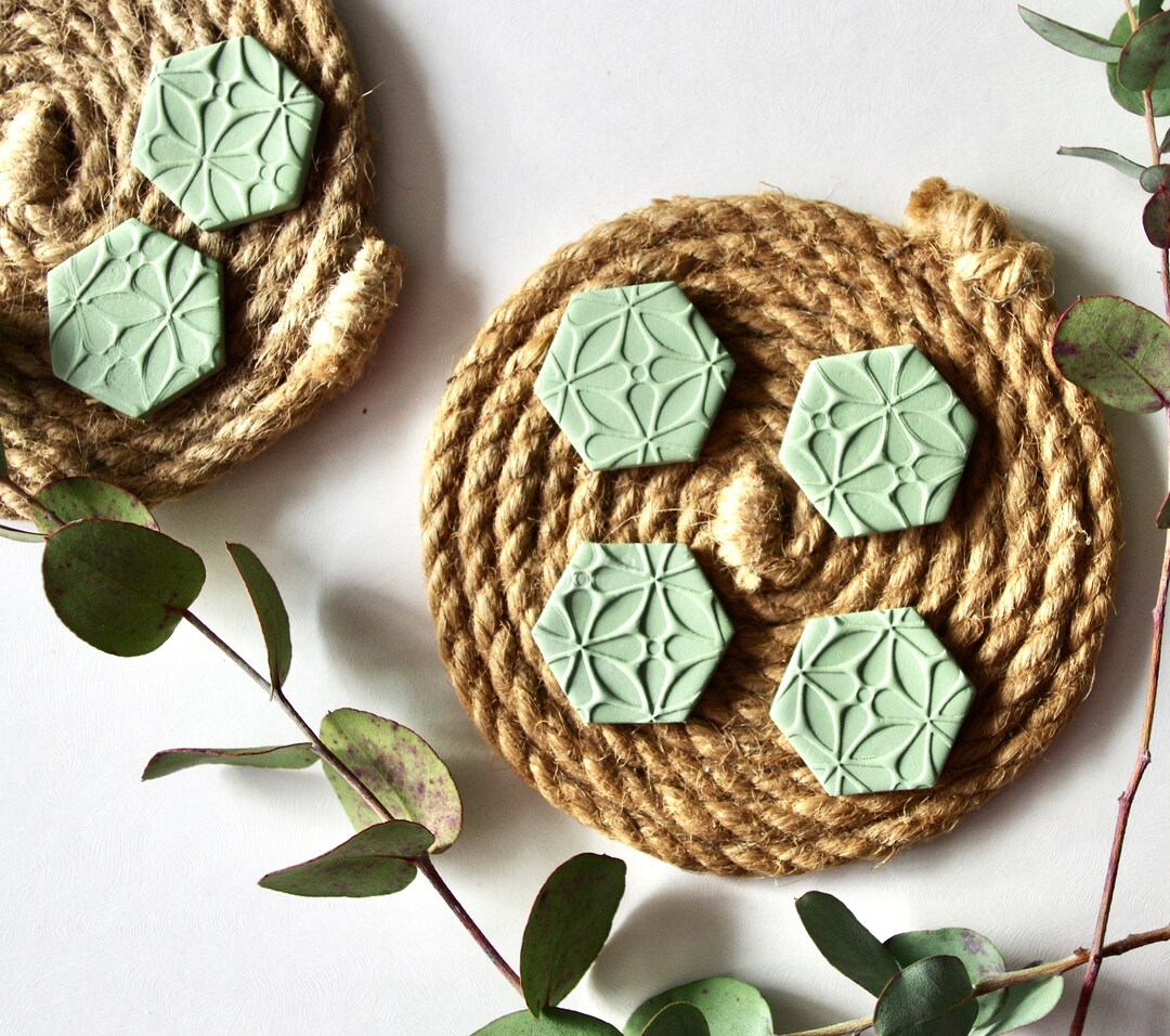 Geometric Hexagon Magnets, Green Magnets, Textured Magnets - Etsy