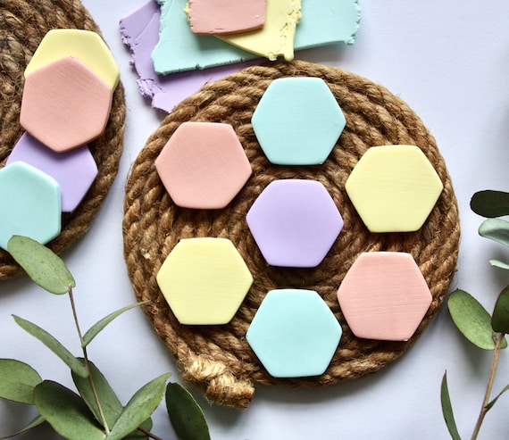 Hexagon Magnets Sherbet Magnets Clay Magnets Coloured - Etsy