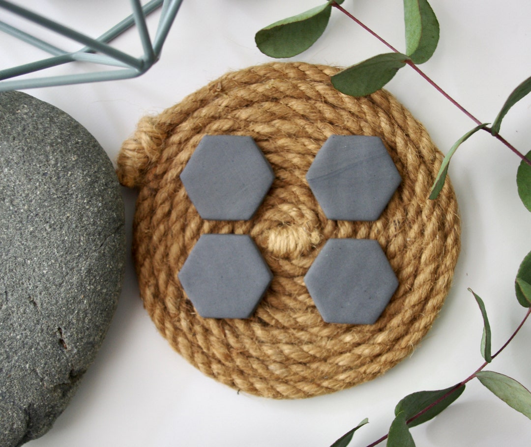 Slate Grey Hexagon Fridge Magnets: Modern Kitchen Decor, Set of 4 - Etsy