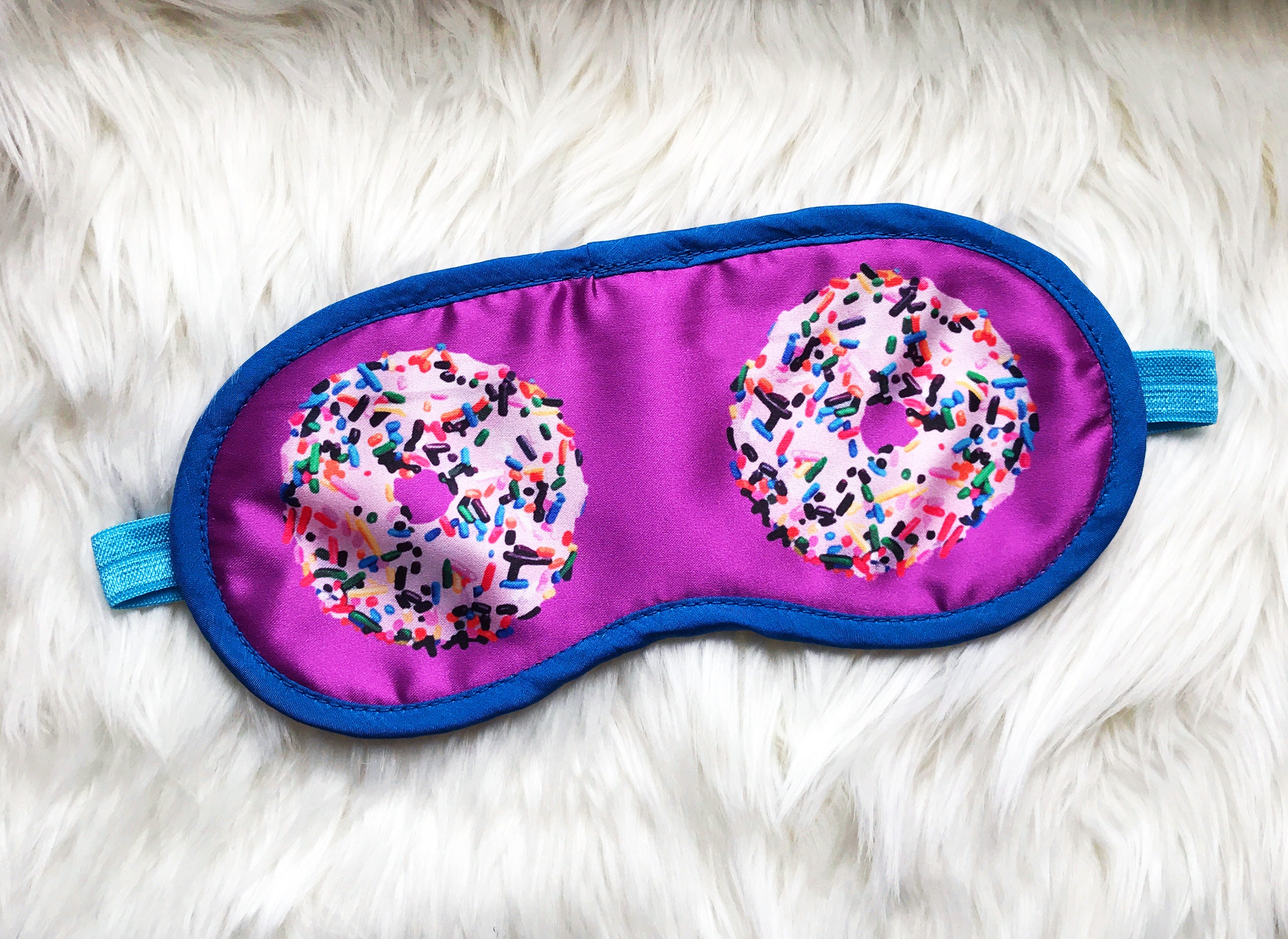 Donut Sleep Mask Purple And Blue Satin Eye Mask Sleeping Etsy