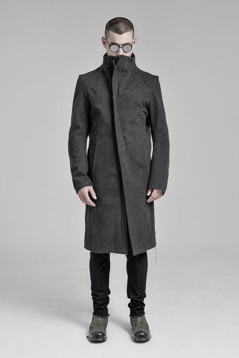 Phantom Charcoal Washed Denim Coat/ Extravagant Mens Clothing - Etsy