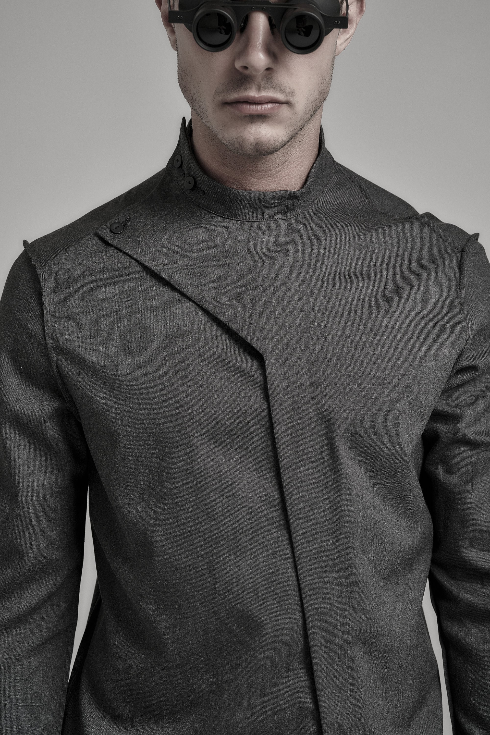 Distorted Wool Shirt: Dark Grey Asymmetrical Button Down - Etsy