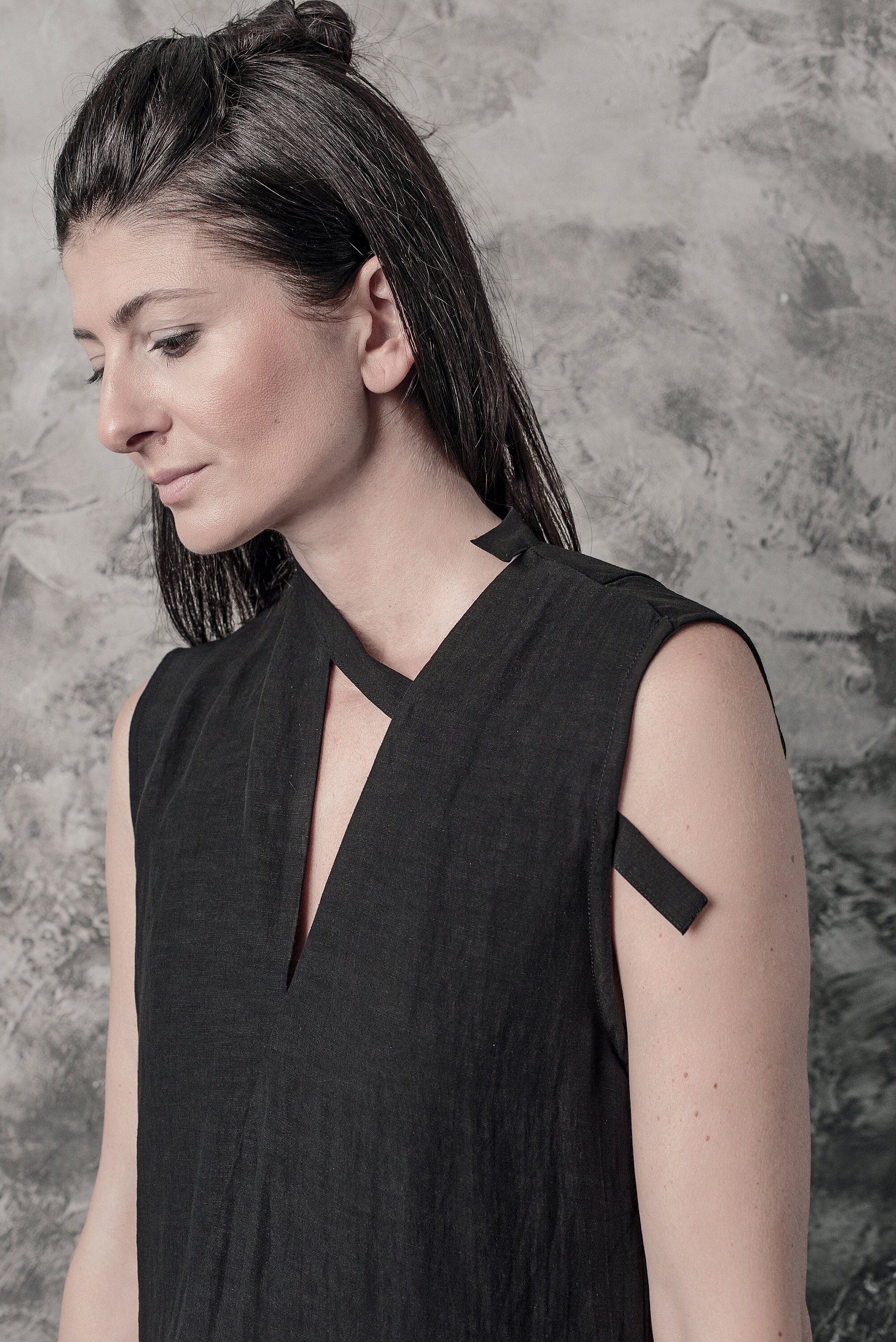 Deconstructed Dress Black Long Dress Drape Urban Dress Futuristic ...