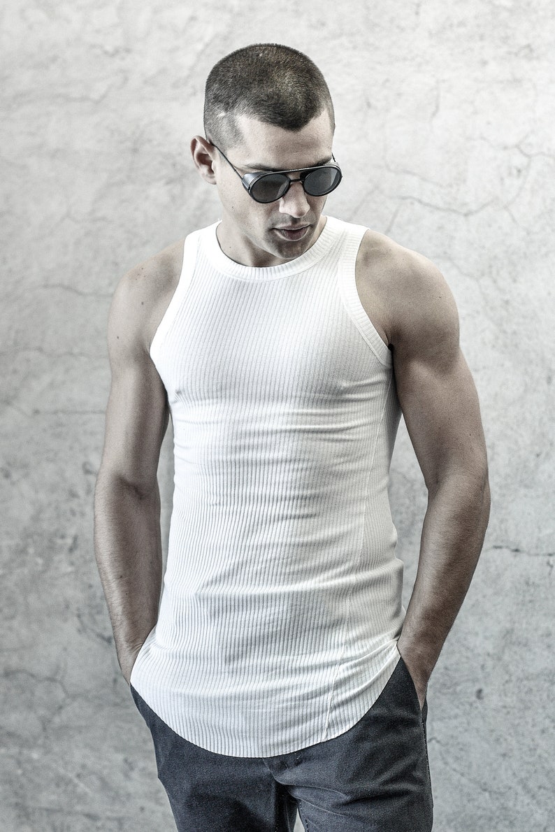 Momentum off White Tank Top/ Urban Mens off White Top/ Mens Sleeveless ...