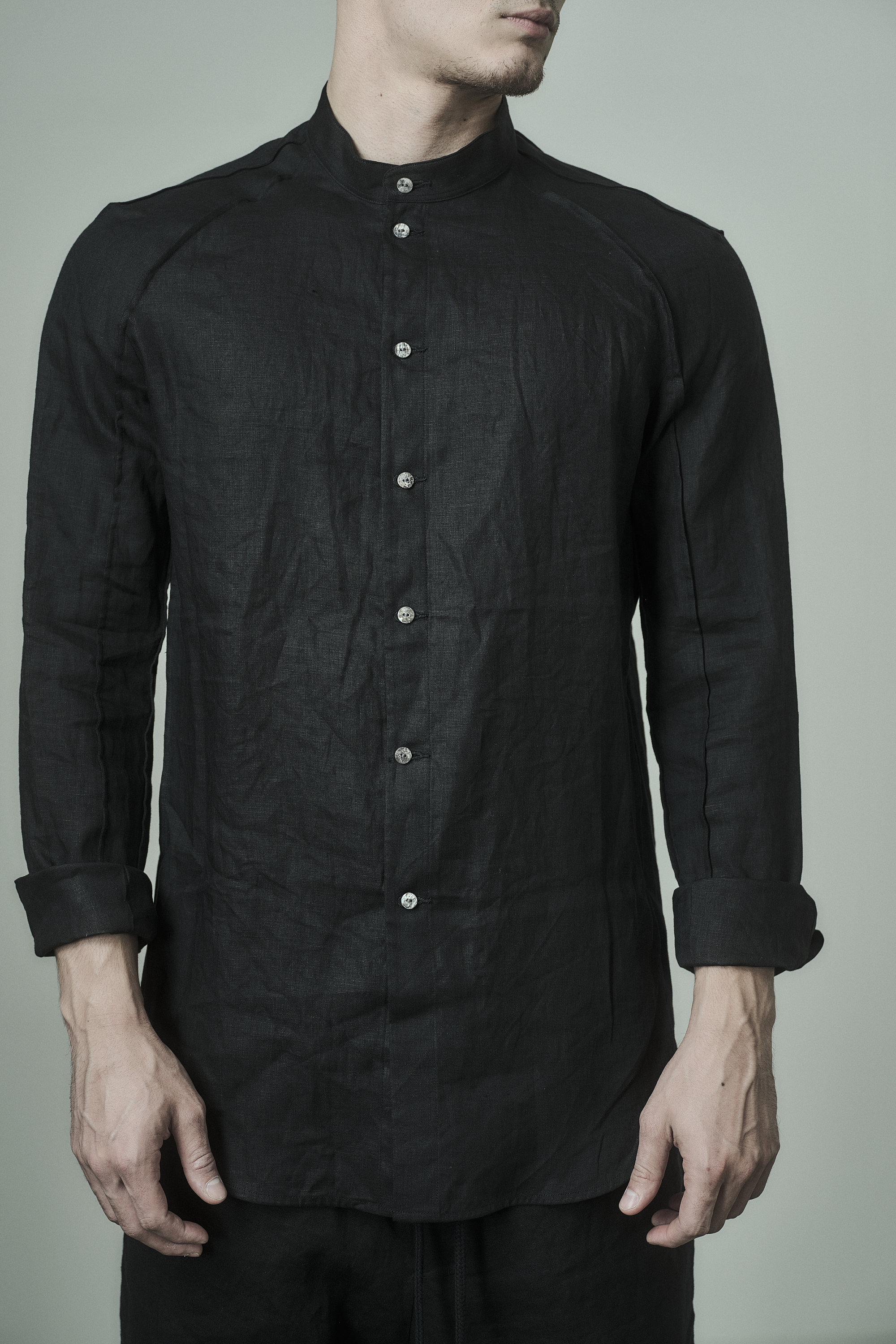 Facet Boiled Linen Black Shirt POWHA - Etsy