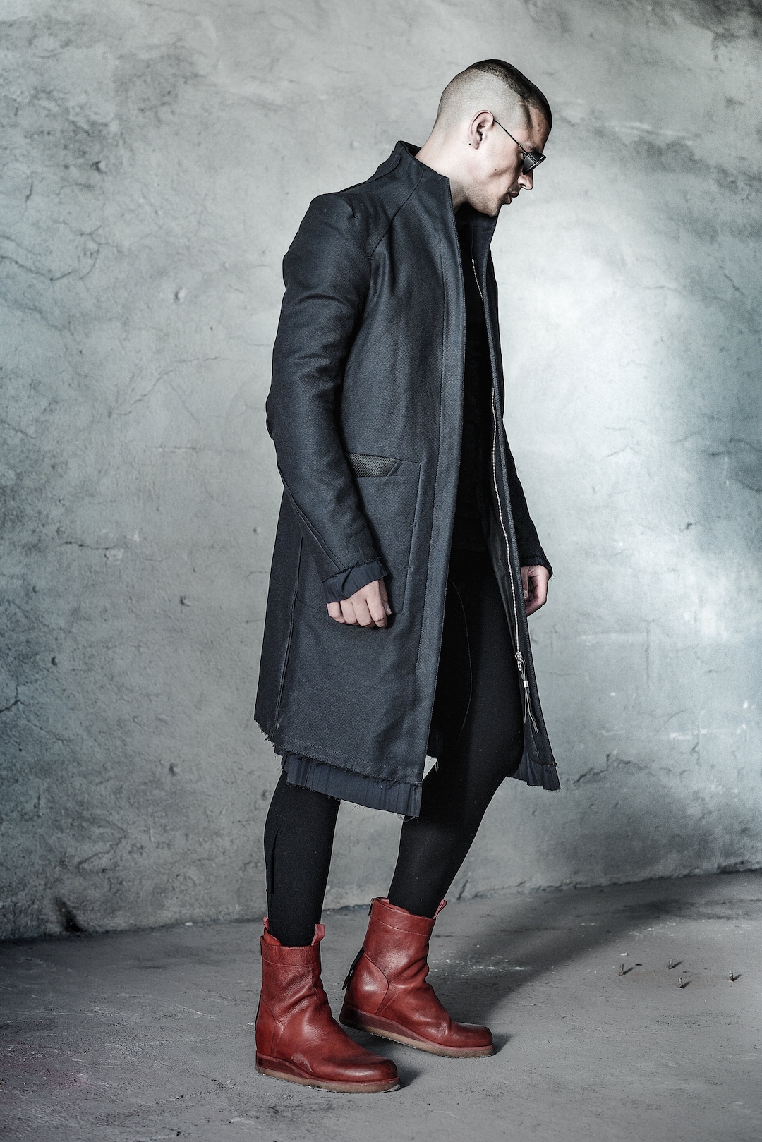 Futuristic Mens Coat / Slim Fit Coat / Cotton Mens Parka / Extravagant ...
