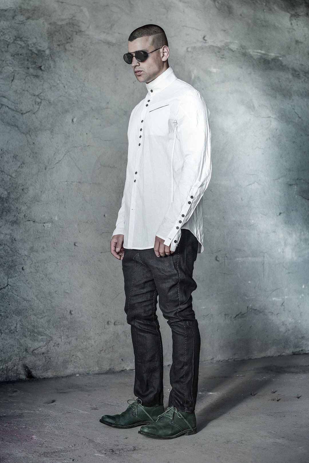 Deconstructed Mens Long Sleeve Shirt: off White Boiled Cotton - Etsy