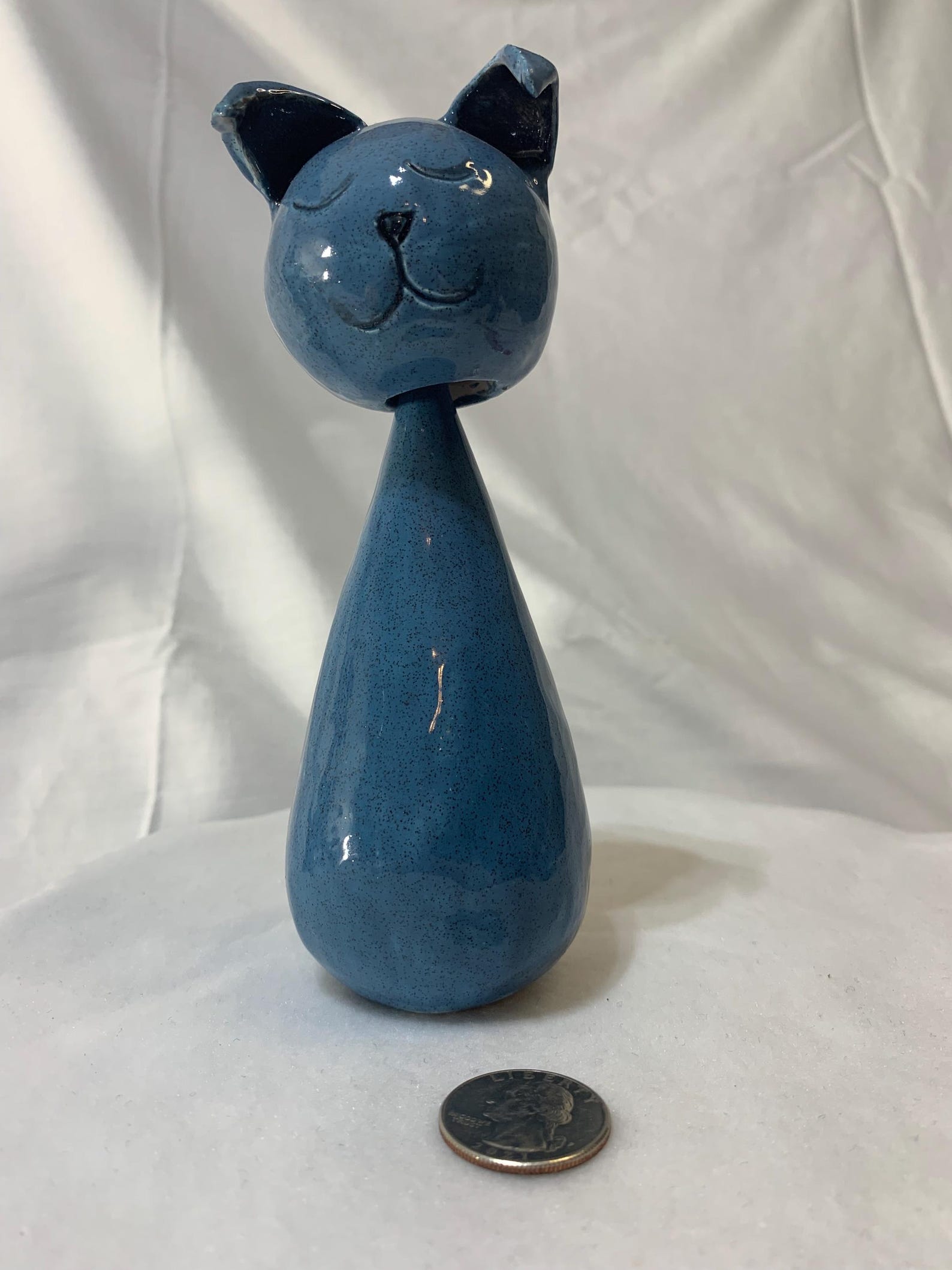 Blue Ceramic Bobble Head Figurine - Etsy