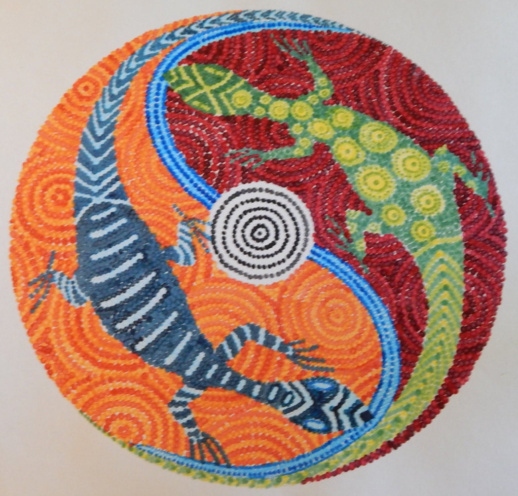 Yin and Yang Lizards Acrylic Dot Painting 20 by 20 | Etsy