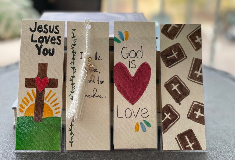 Christian Watercolor Bookmarks Hand Painted and Laminated - Etsy