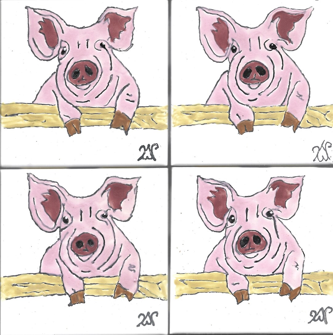 Precious Pig Piglet Hand Painted Coaster Set - Etsy