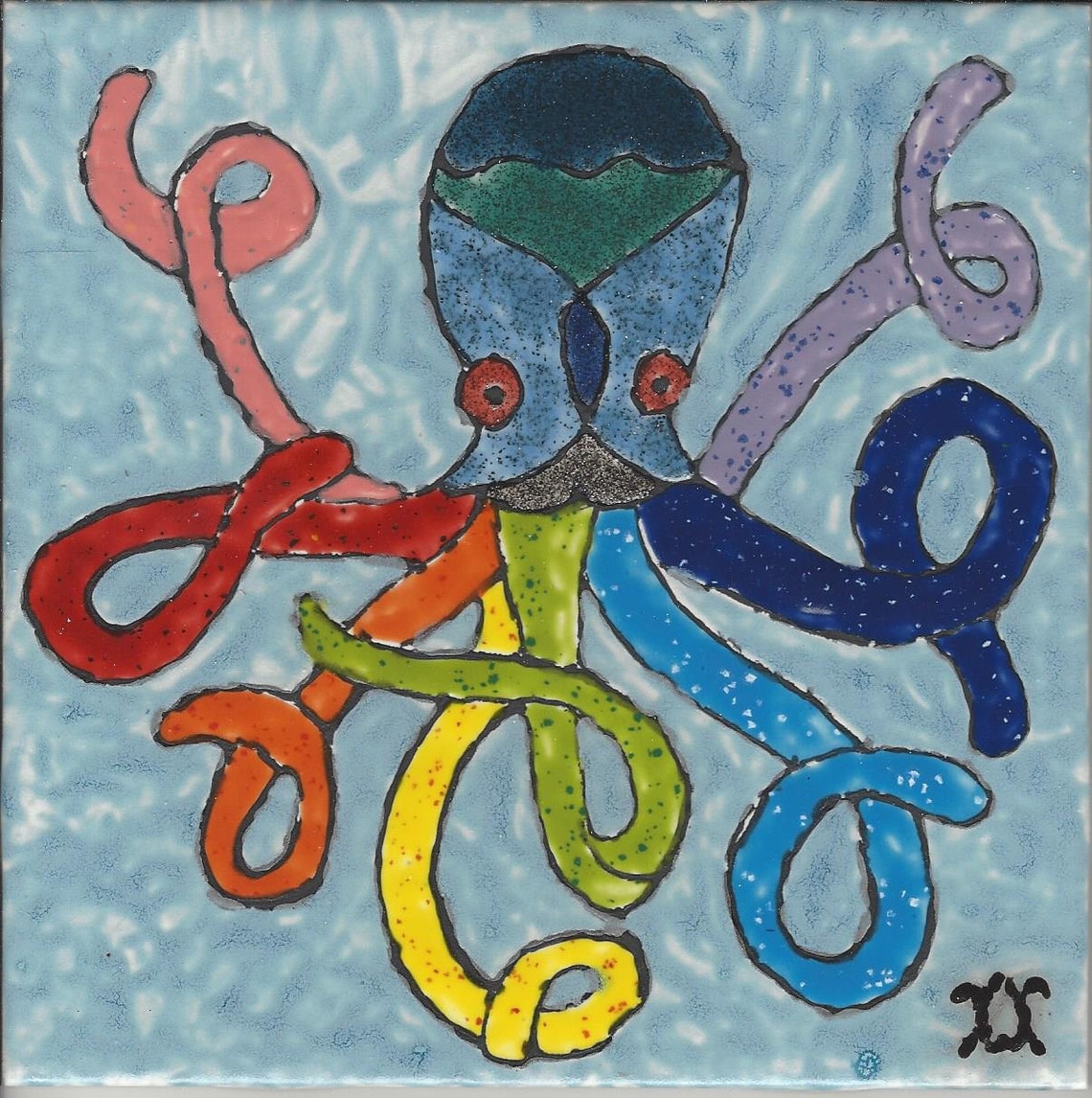 Rainbow Octopus Hand Painted Kiln Fired Decorative Ceramic - Etsy