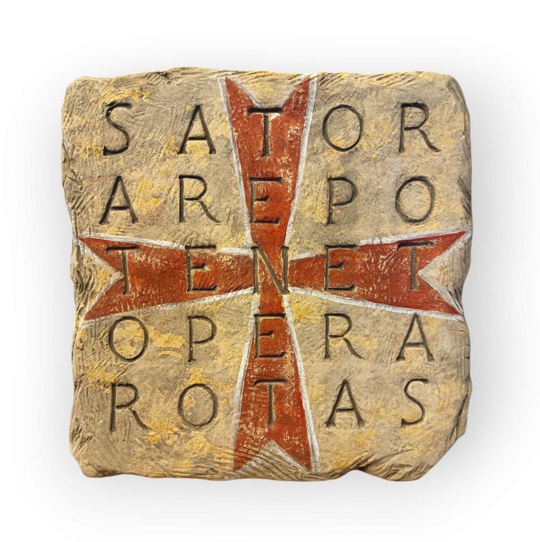 Terracotta Bas-relief 25 X 25 Cm to Hang or Wall Magic Square of SATOR Palindrome Mystery White ...