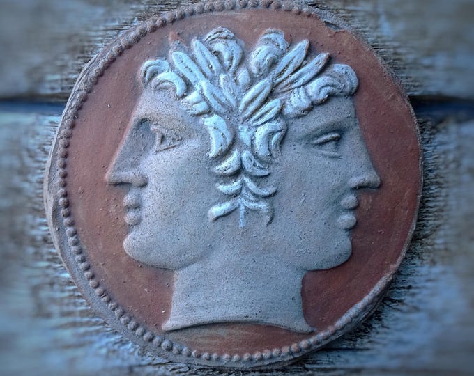 Terracotta Bas-relief, Two-faced Janus Reproduction Decorative Element ...