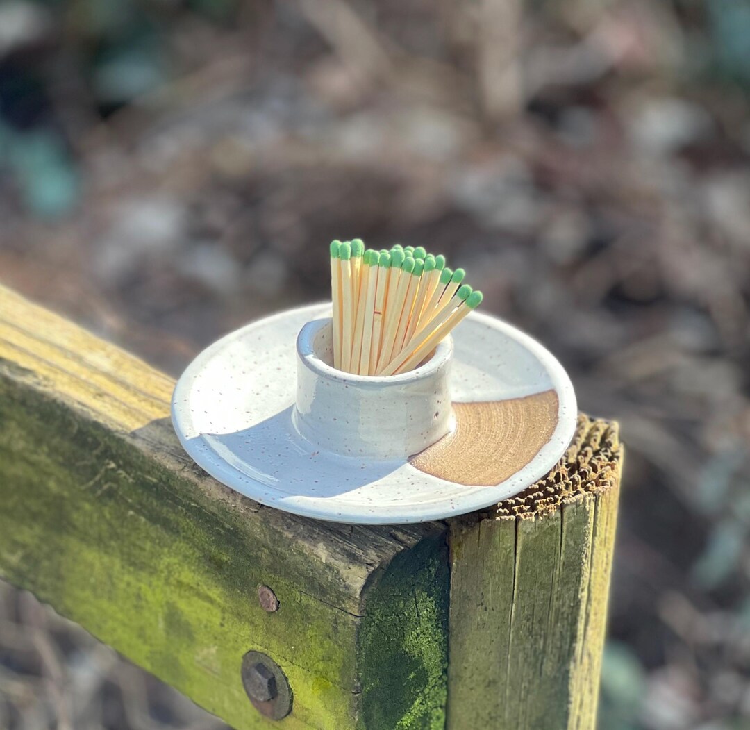 White-natural Handmade Pottery Match Striker/holder - Etsy