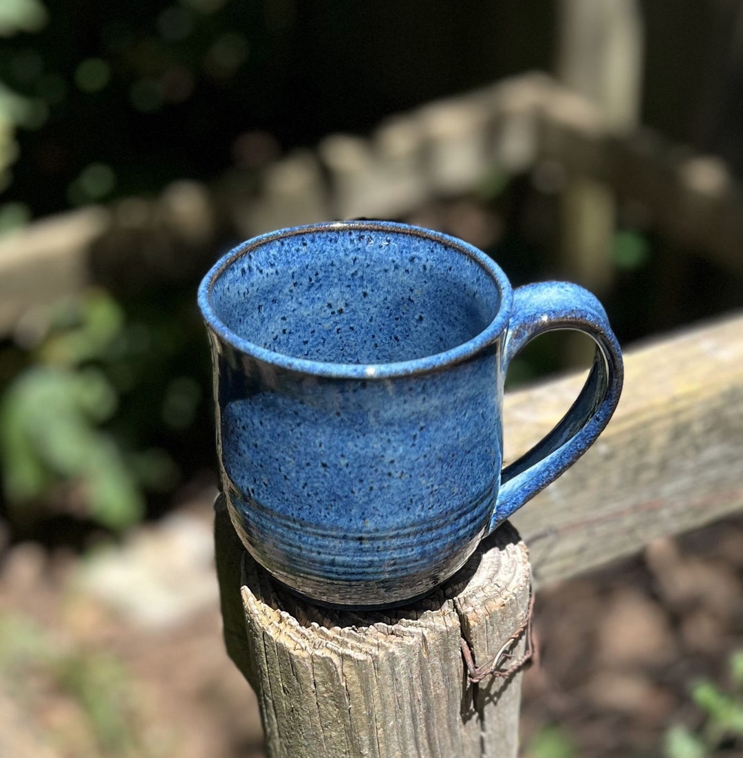 Inky Ocean Blue 14 Oz. Mug Handmade Stoneware - Etsy