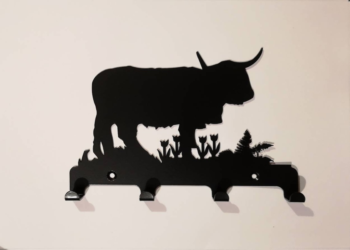 Highland Cow Key Holder Hooks - Etsy UK