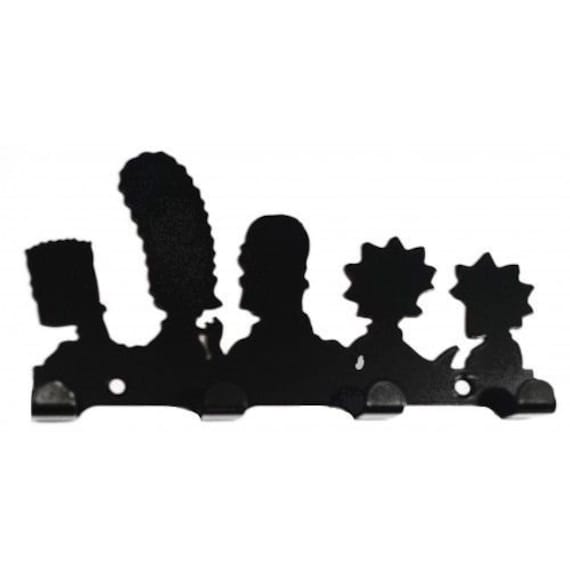 Simpsons-style Family Silhouette Key Hook Rack metal wall | Etsy