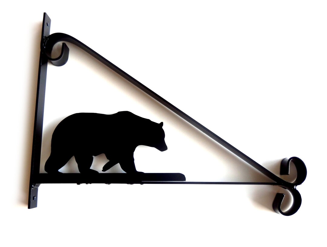 Bear Silhouette Scroll Style Hanging Basket Bracket Solid Steel - Etsy