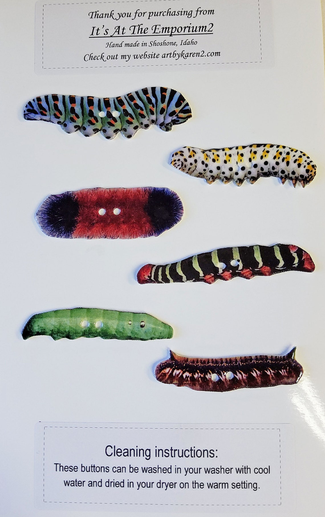 Caterpillars Buttons - Set of 6 - Etsy