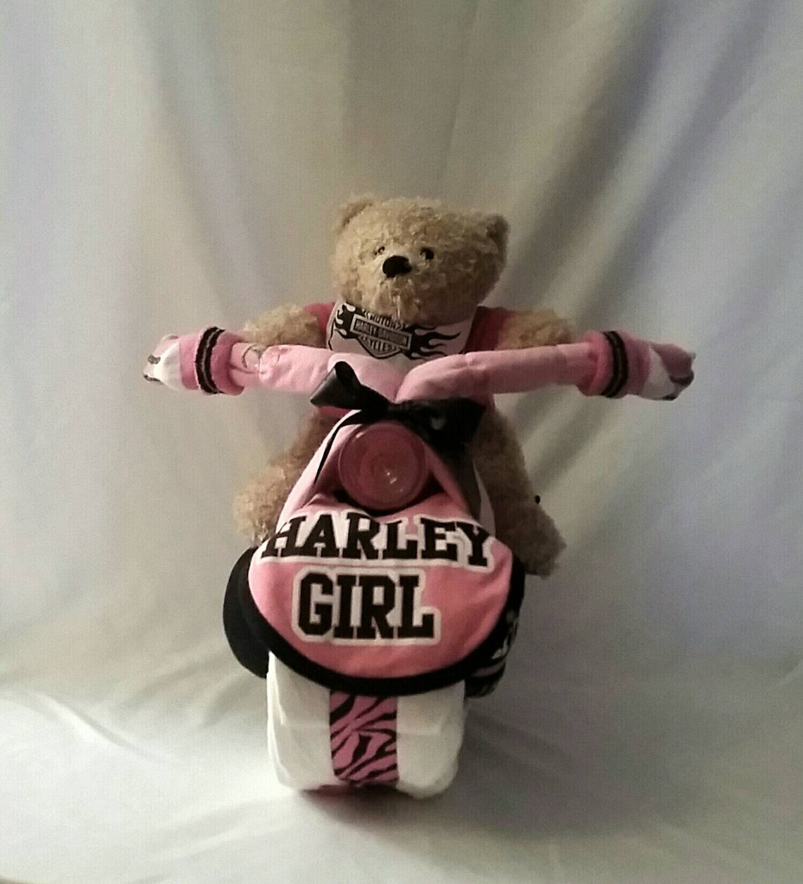 Pink Harley Davidson Theme Motorcycle Diaper Cake With Tan - Etsy