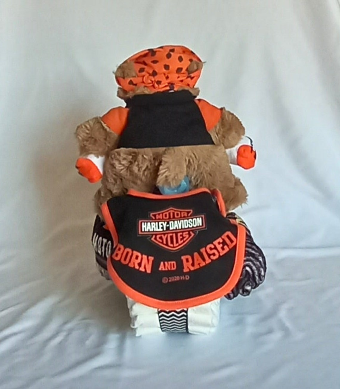 Orange/black Harley Davidson Diaper Cake Motorcycle With Baby - Etsy