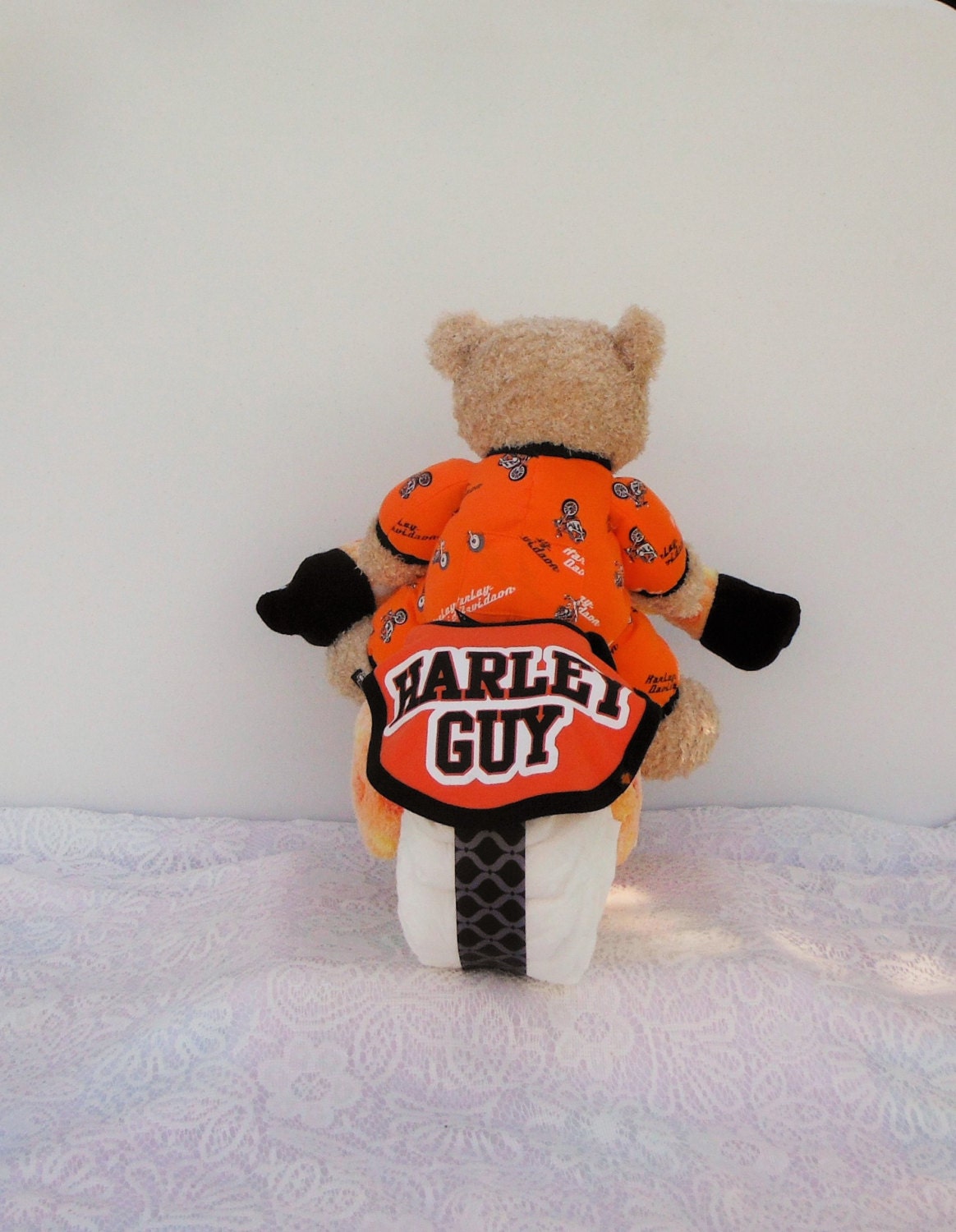 Orange/black Harley Davidson Diaper Cake Motorcycle With Baby | Etsy