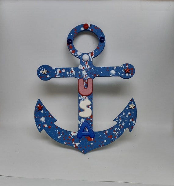 Decorative Patriotic Anchor Red White and Blue Anchor USA | Etsy
