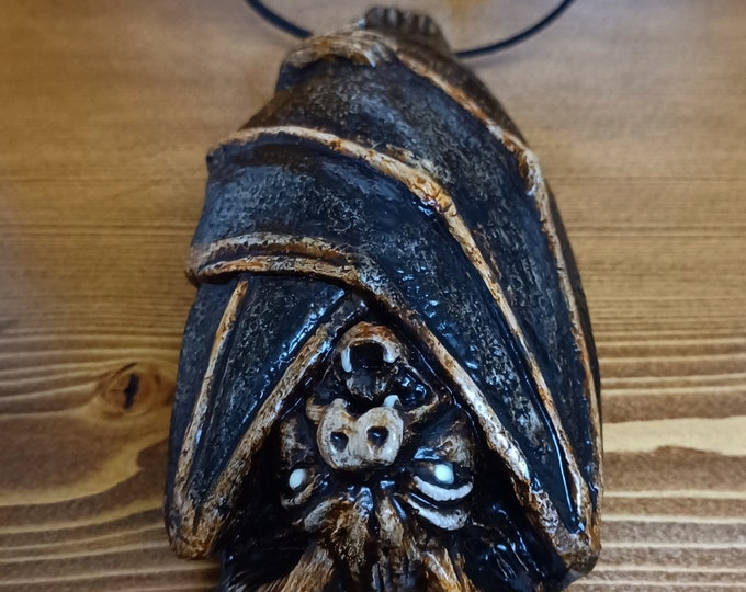 Flying Black Bat Mobile Balinese Spirit Chaser Hand Carved Wood Bali ...