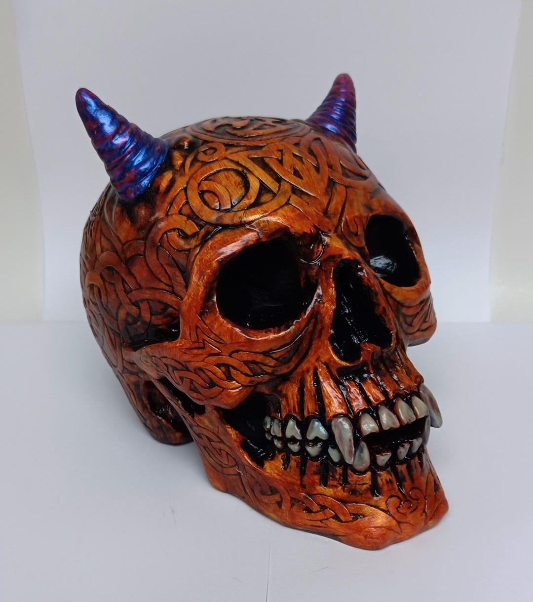 Celtic Design Horned Skull With Glow-in-the-dark Highlights, Demon ...