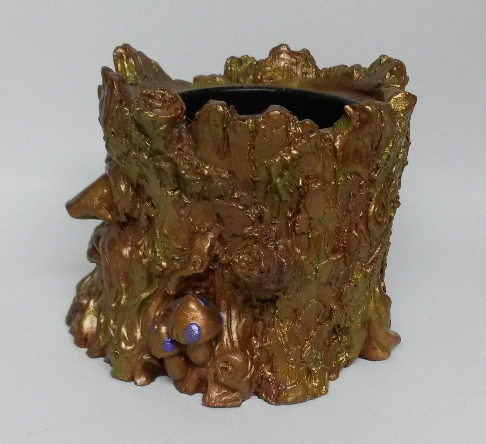 Green Man Tree Stump Golden Tree Spirit Plant Holder Candle | Etsy
