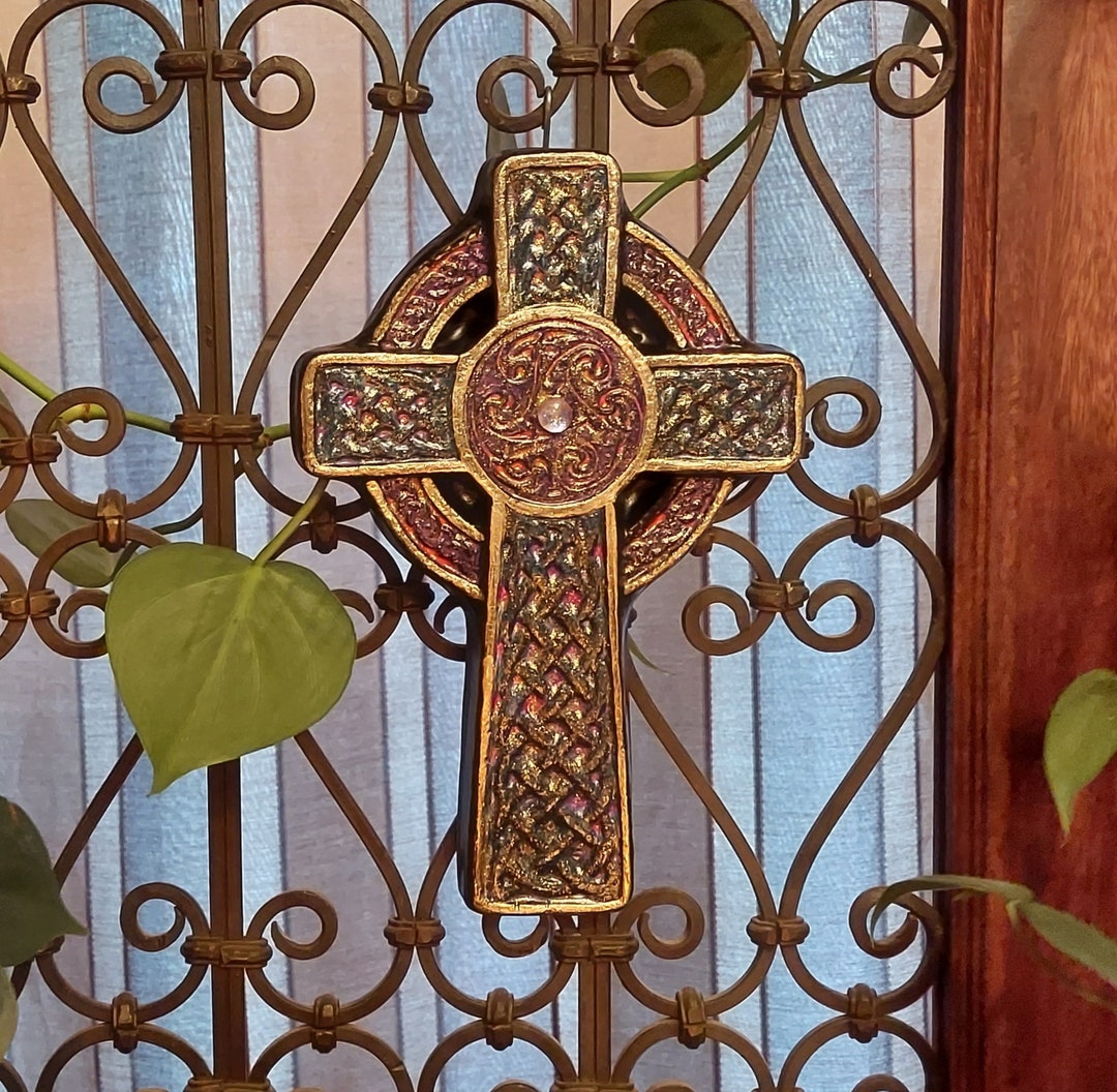Celtic Cross Hanging Plaque, Hand Painted - Etsy