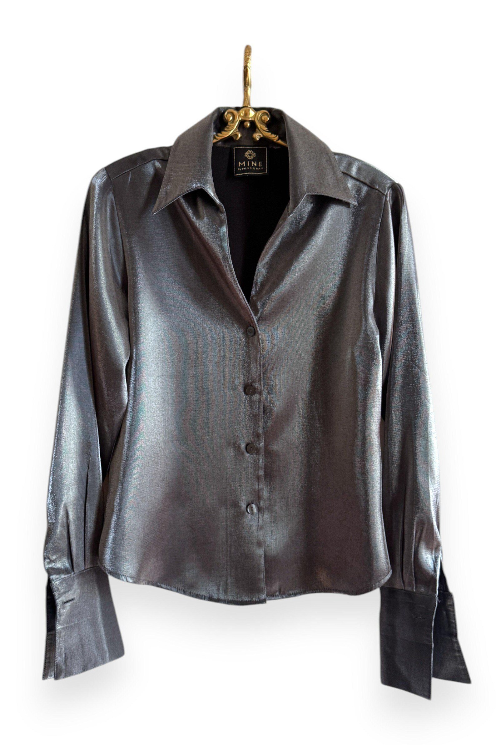VINTAGE Luxury 80s 90s Metallic Silver Blouse - Etsy