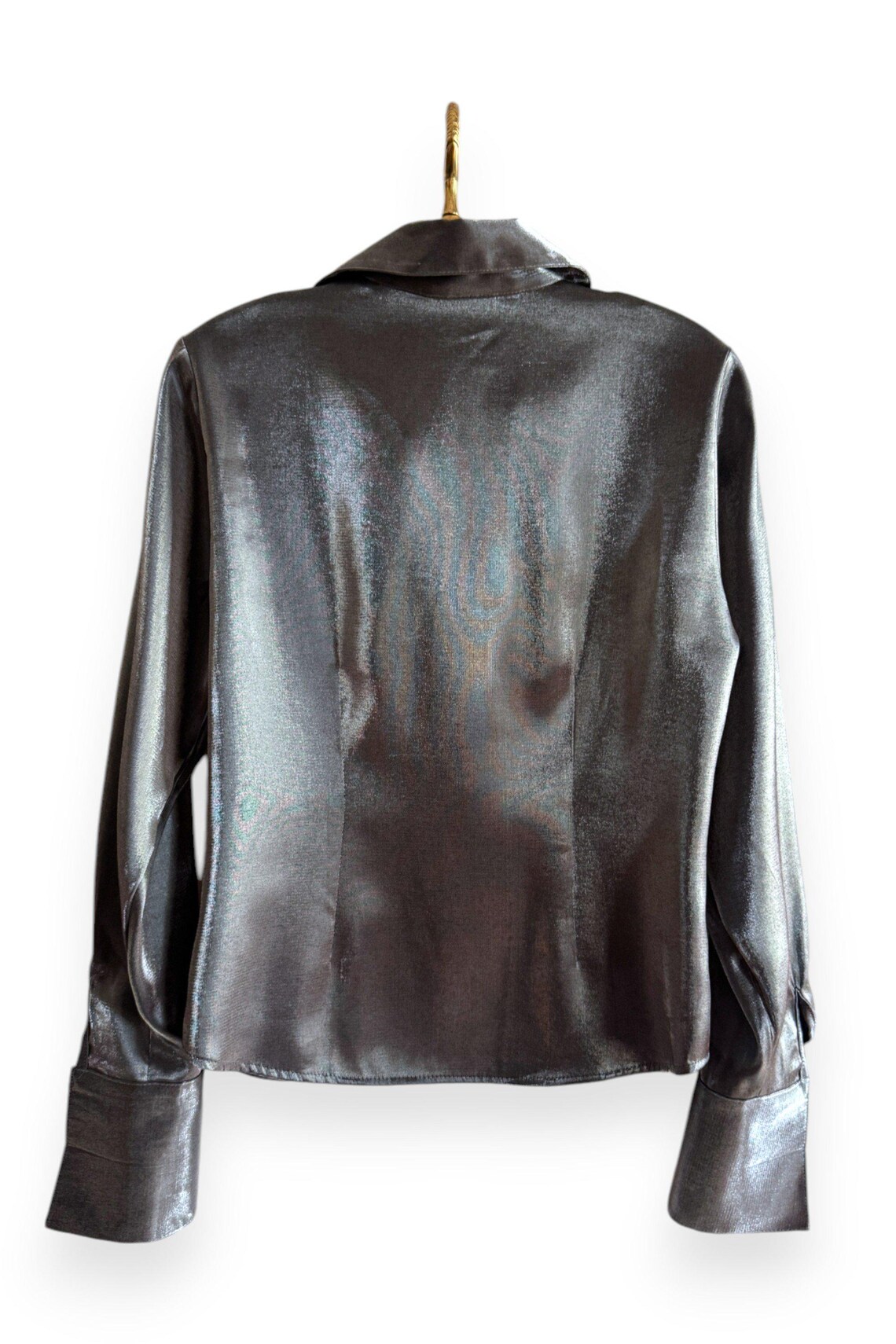 VINTAGE Luxury 80s 90s Metallic Silver Blouse - Etsy