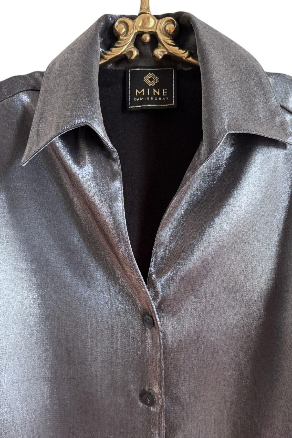 VINTAGE Luxury 80s 90s Metallic Silver Blouse - Etsy