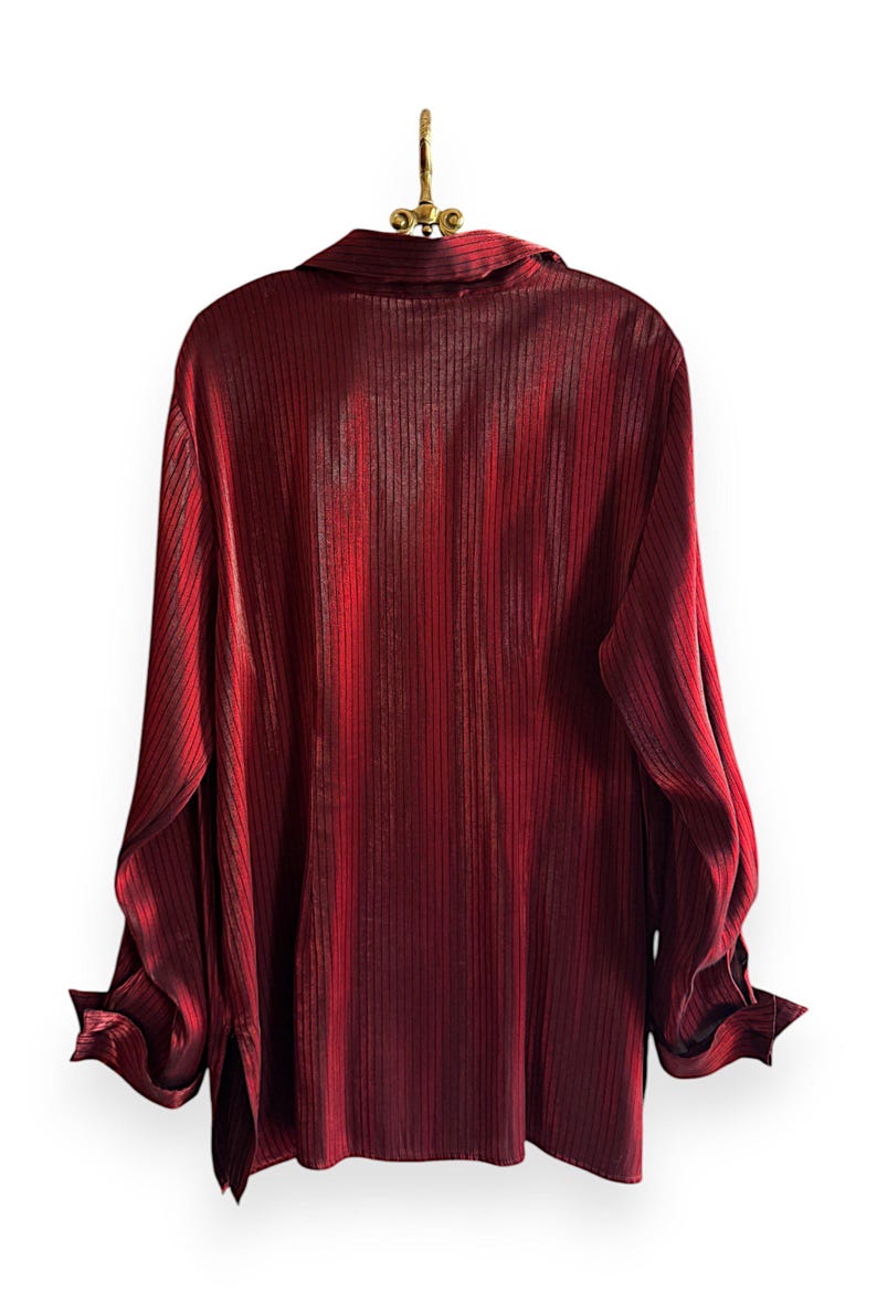 VINTAGE Luxury 80s 90s Red Pin Stripe Metallic Blouse - Etsy
