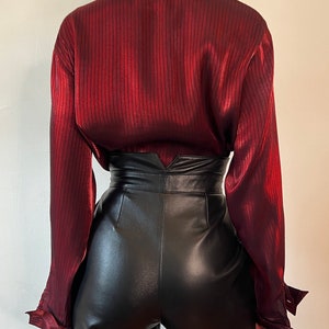 VINTAGE Designer-luxury 80s 90s Red Pin Stripe Metallic Blouse - Etsy