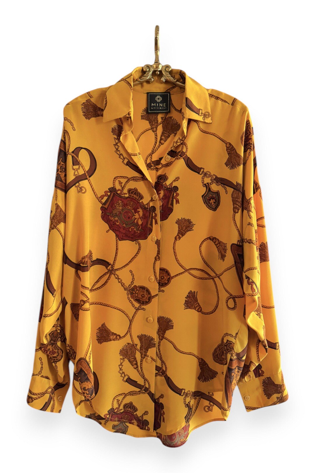 VINTAGE Luxury 80s 90s Mustard Medieval Baroque Silk Blouse - Etsy
