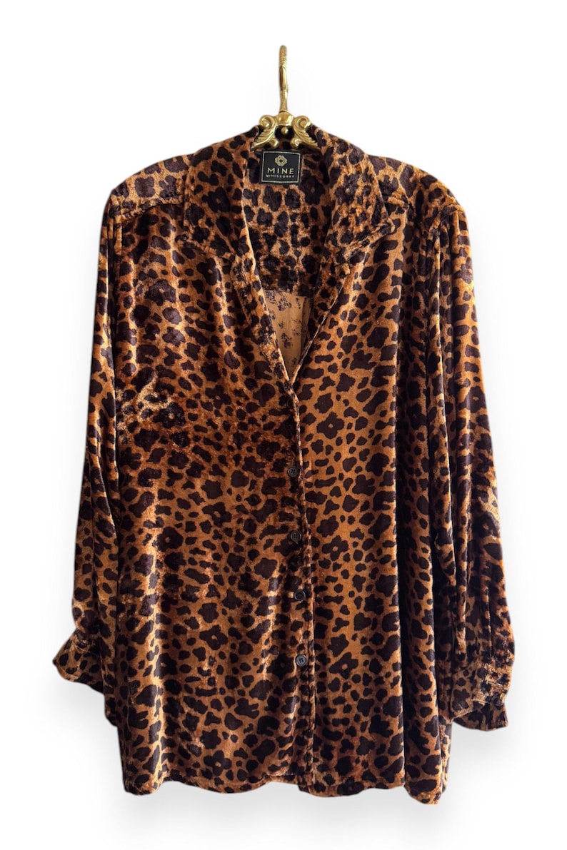 VINTAGE Luxury 80s 90s Leopard Print Velvet Rayon Blouse - Etsy Australia