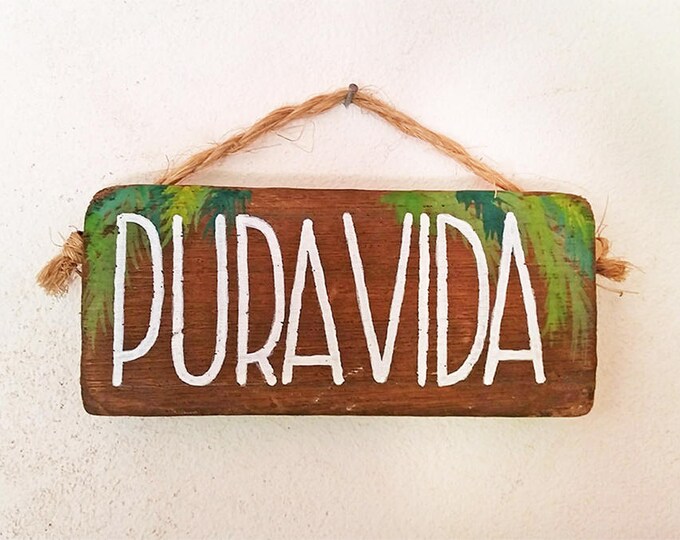 Pura Vida Palm Sign Art - Reclaimed Wood, Ocean Wall Art, Green Jungle ...