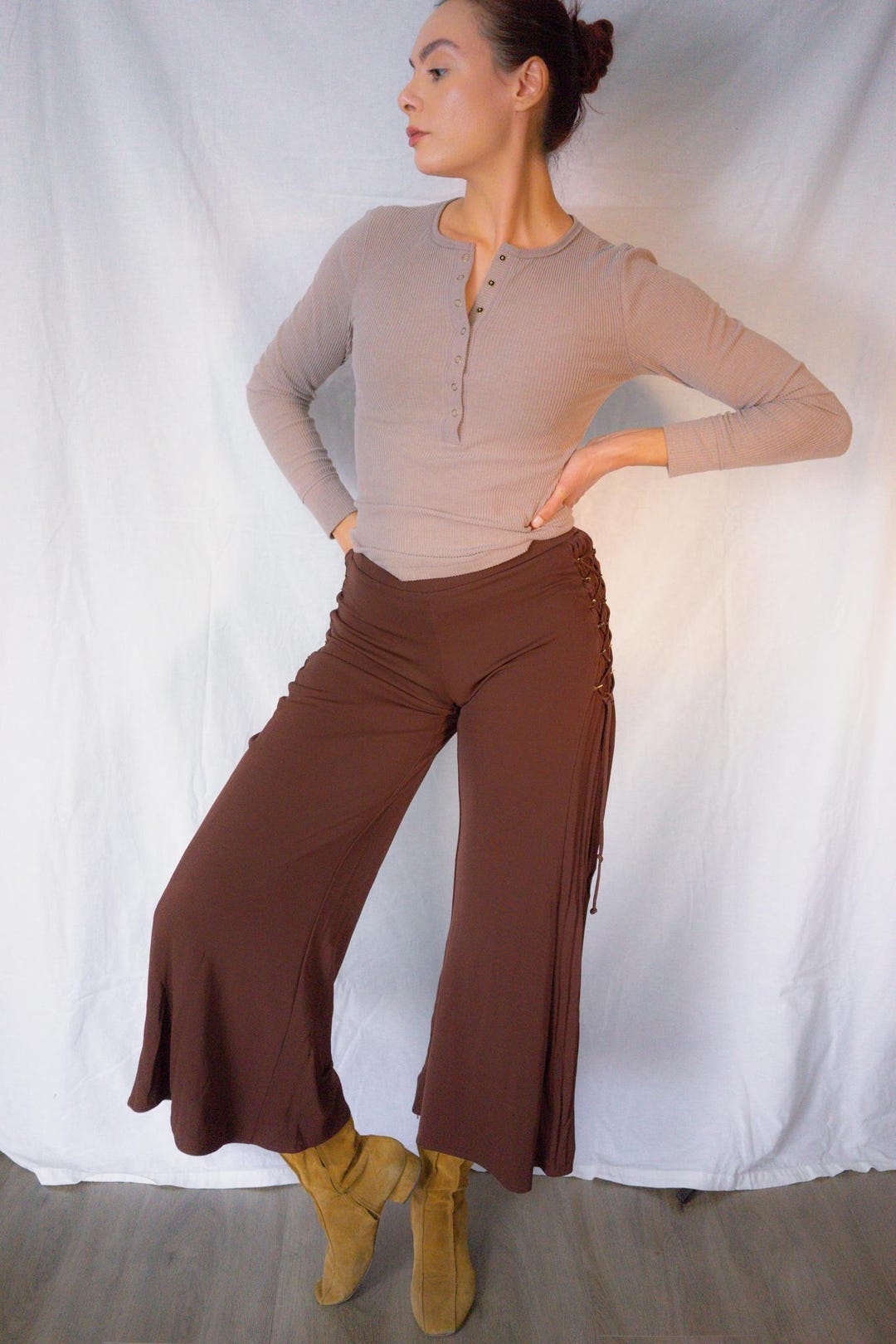 1980s Chocolate Brown Caché Gaucho Pants - Etsy