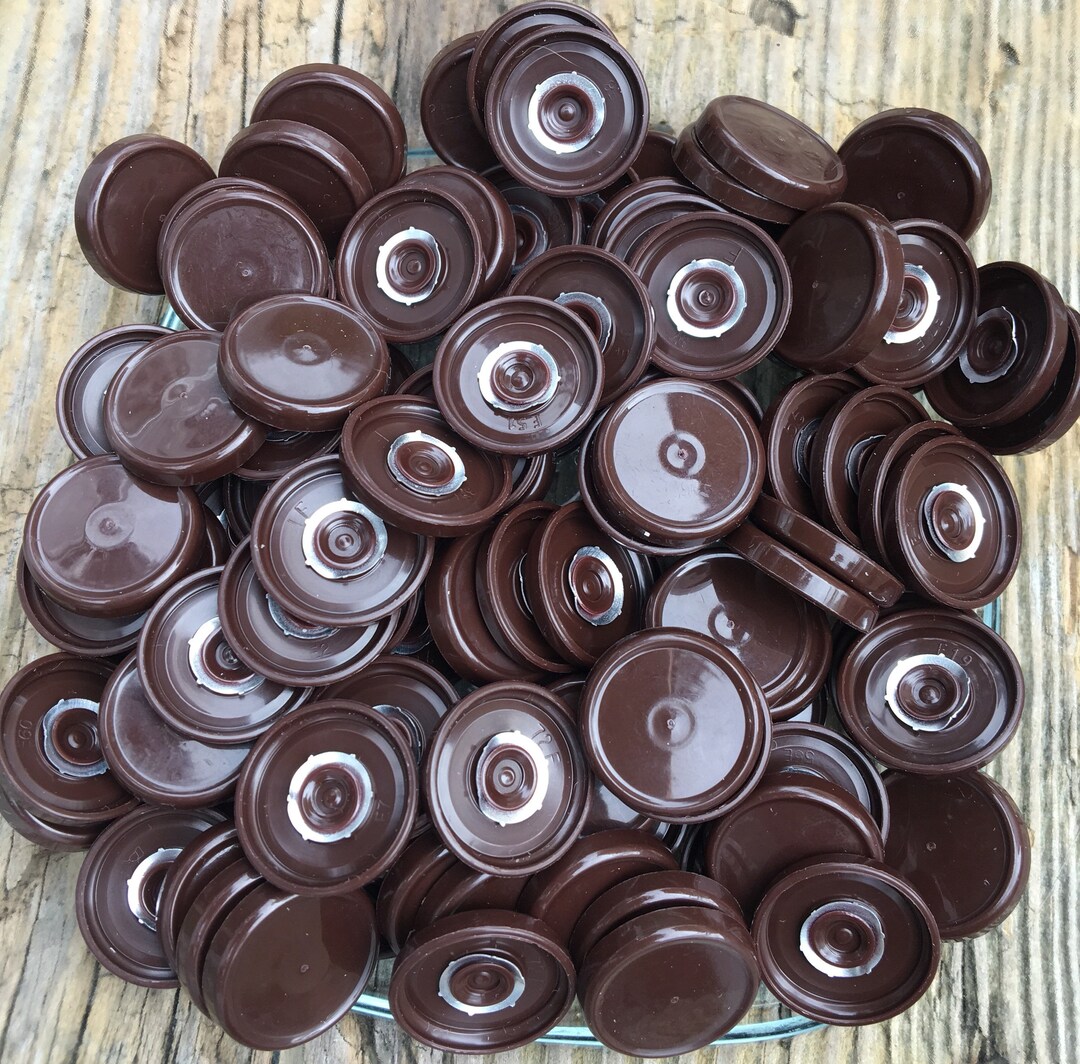 50 Brown Small Vial Caps Medicine Flip off for Badge Reel Crafts Dark ...