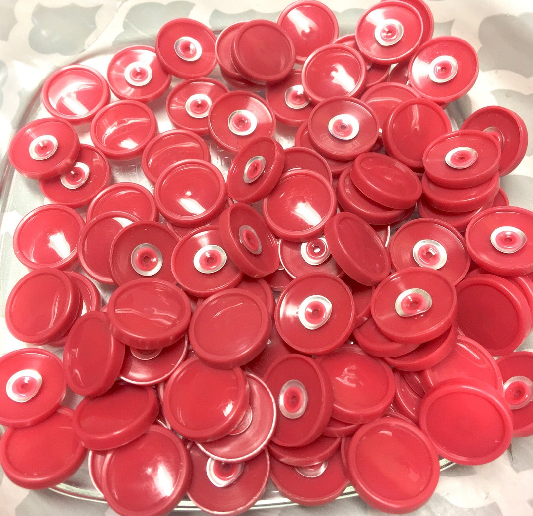 50 SMALL Light Muted Red Berry Vial Caps Medicine Flip off for Badge ...