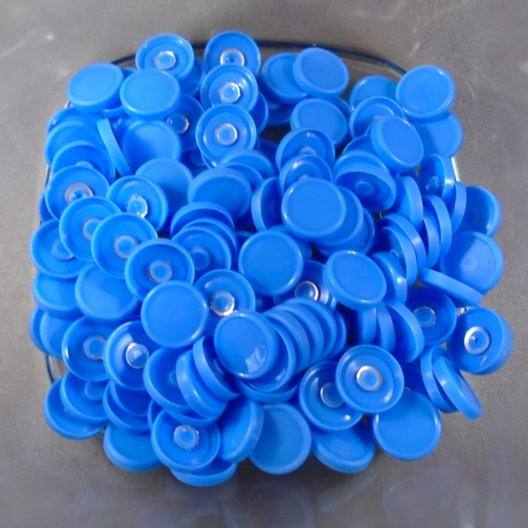 50 Ceil Blue SMALL Vial Caps Medicine Flip off for Badge Reel Crafts ...