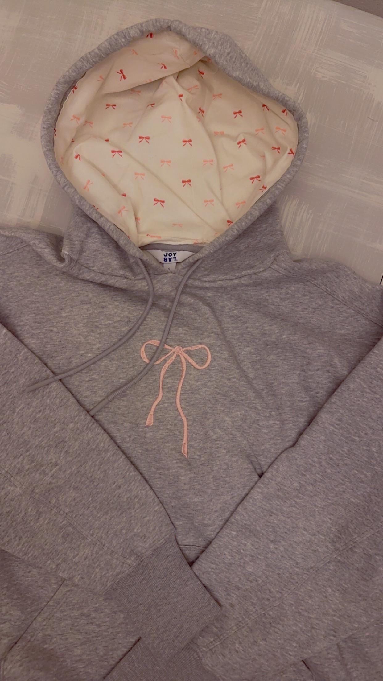 Pink Bow, Embroidered,hoodie With Custom Lined Hood. - Etsy